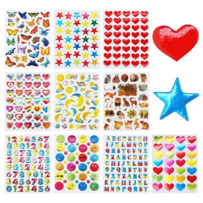 Gommettes Enfant Noël 100 Feuilles,Gommettes Forme de Coeur,Étoiles ...