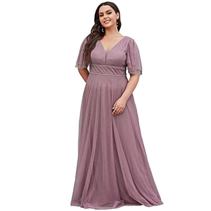 Robe Col en V profond manches courtes longueur de plancher ALine taille ...