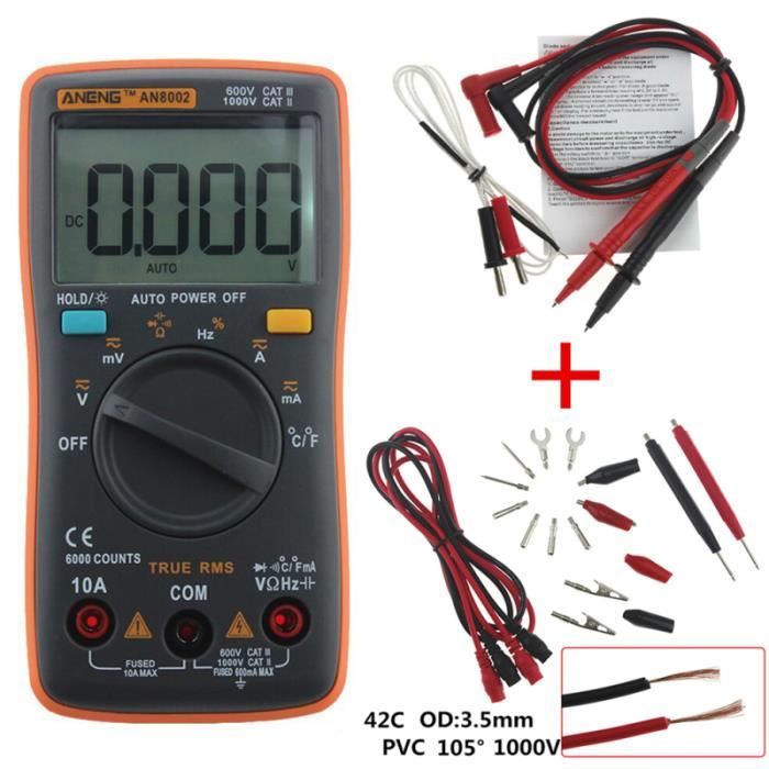 AN8002 Multimètre numérique 6000 comptes Rétro-éclairage AC / DC ...