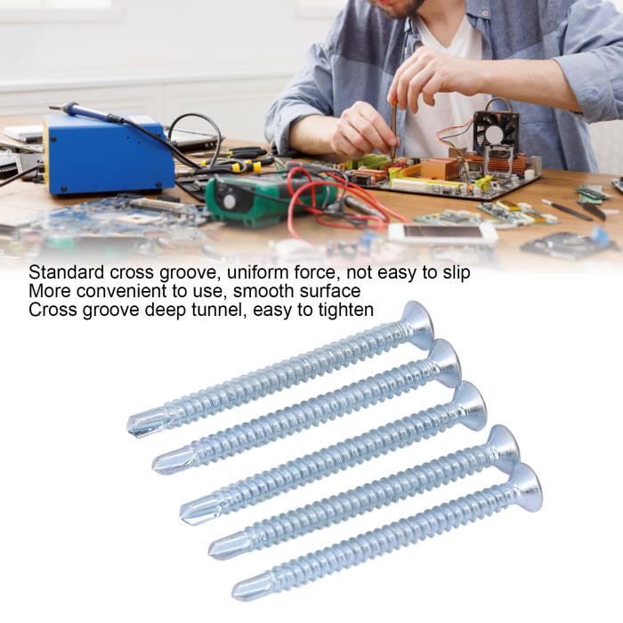 SALALIS Vis autoperceuses 50pcs vis auto-perceuse croix zingué matériel ...