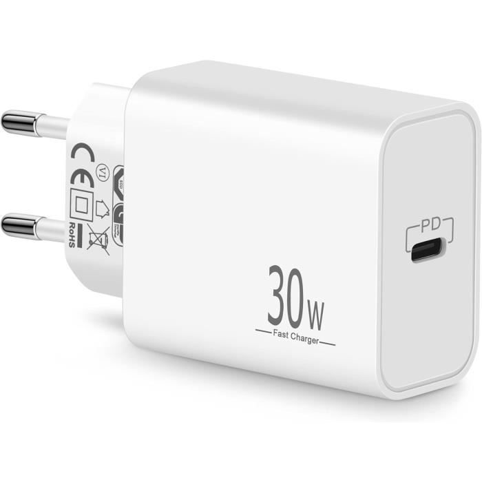 Chargeur Usb C 30W Pour Iphone 15, Prise Adaptateur Secteur Avec Pd-Pps ...