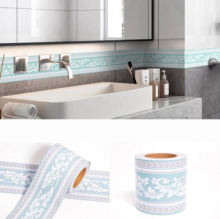 Frises Papier Peint Motif bleu clair 12 X 1000cm Moulure Murale ...