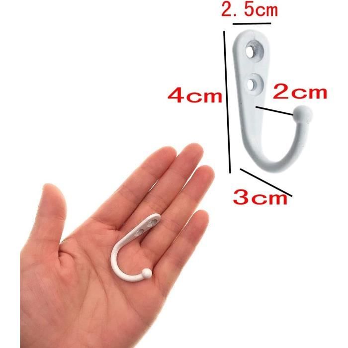 Lot de 30 crochets muraux en métal blanc avec vis, crochets de ...