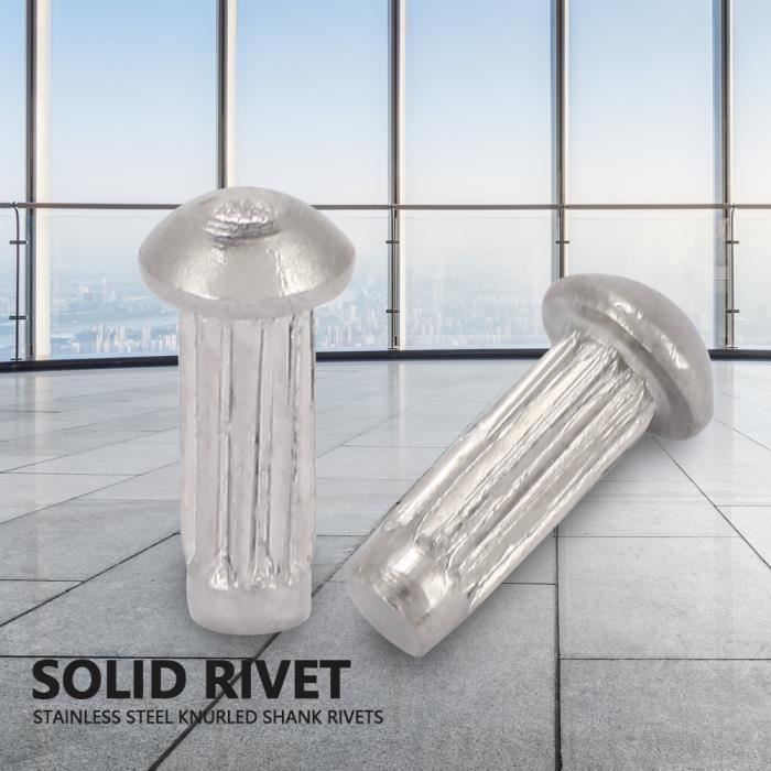 VBESTLIFE Rivet solide 100 pièces M2 en acier inoxydable tête ronde ...