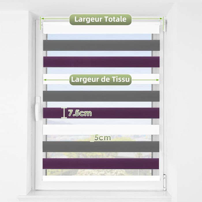 Store Enrouleur Jour Nuit Sans Perçage Ou Avec, Rideau Blanc-Anthracite ...