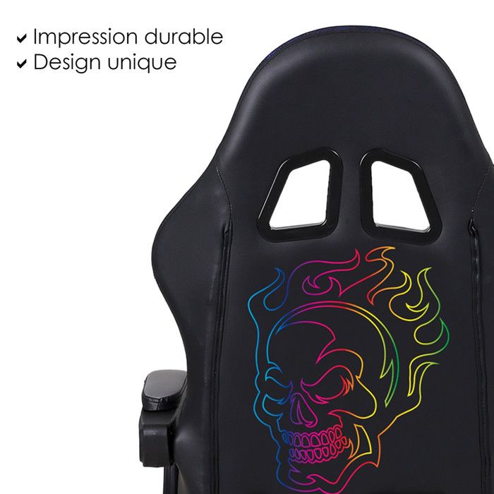 Amstrad AMS-900-LED-SKULL - Fauteuil gaming noir et gris - Serigraphie ...