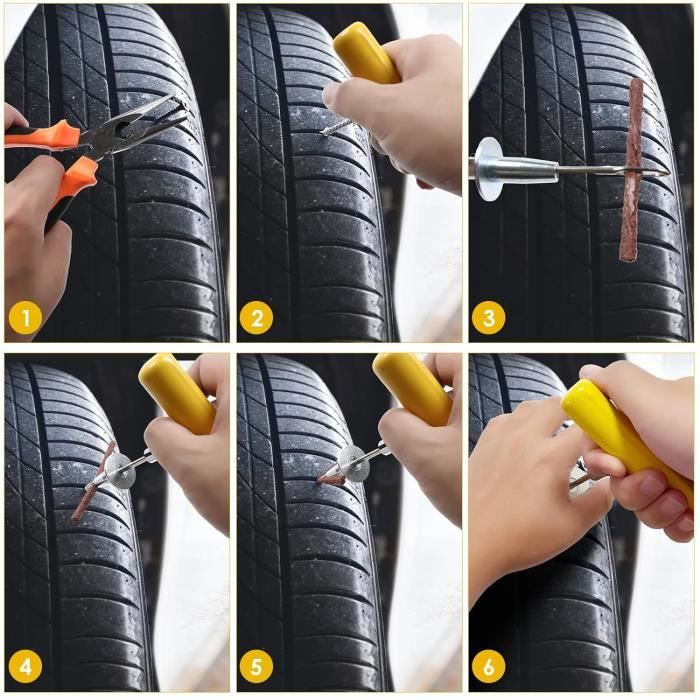 Kit De Réparation De Pneu Avec Manometre Pression Pneu, Gants Pour Pneu ...