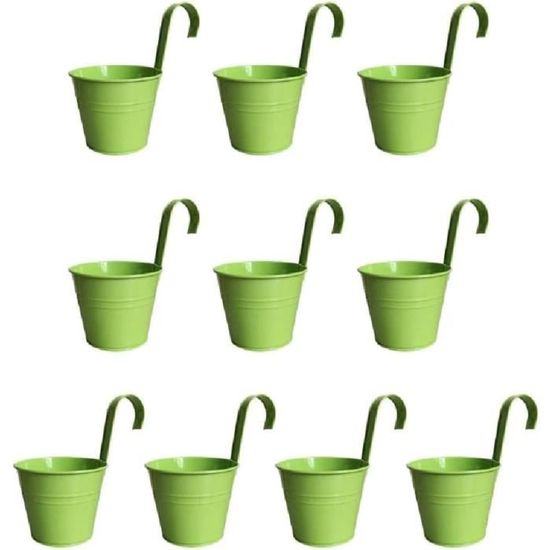 10 Pièces Pots Fleurs En Métal Fer Suspendus Pots Jardin Avec Crochet ...