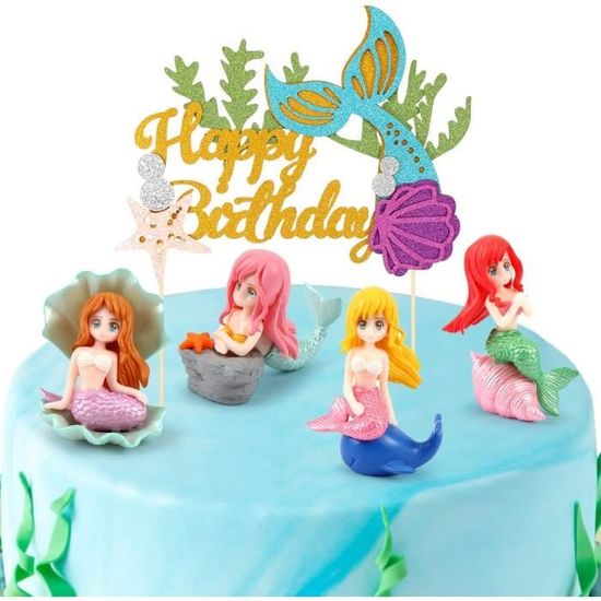 Decoration Sirene Gateau, 5 Pièces Deco Gateau Sirene Anniversaire ...