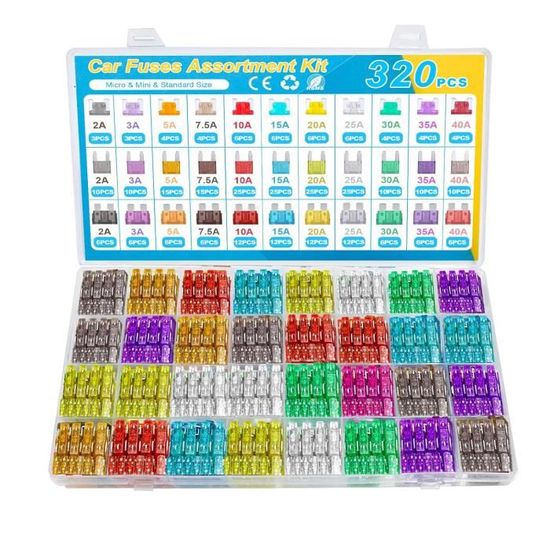JB HOMEART 320 Pièces Fusible Voiture 90 Standard Fusibles Auto 50 ...