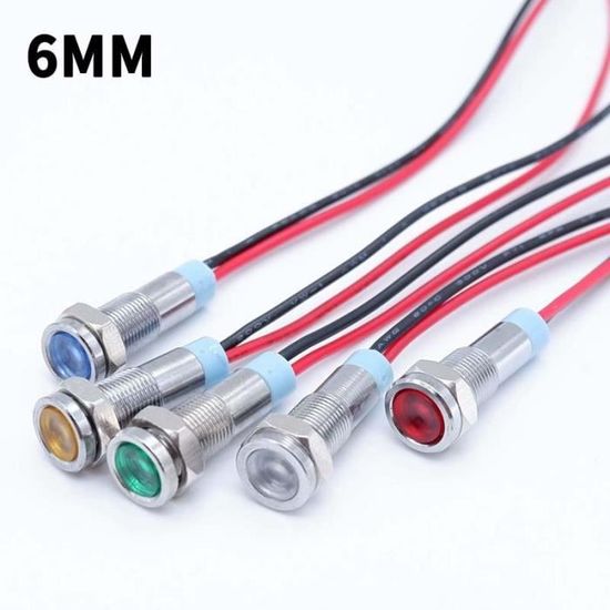 6mm-3V-6V(5V)-Red -Indicateur lumineux LED en métal, 1 pièce, indicateur lumineux d ...