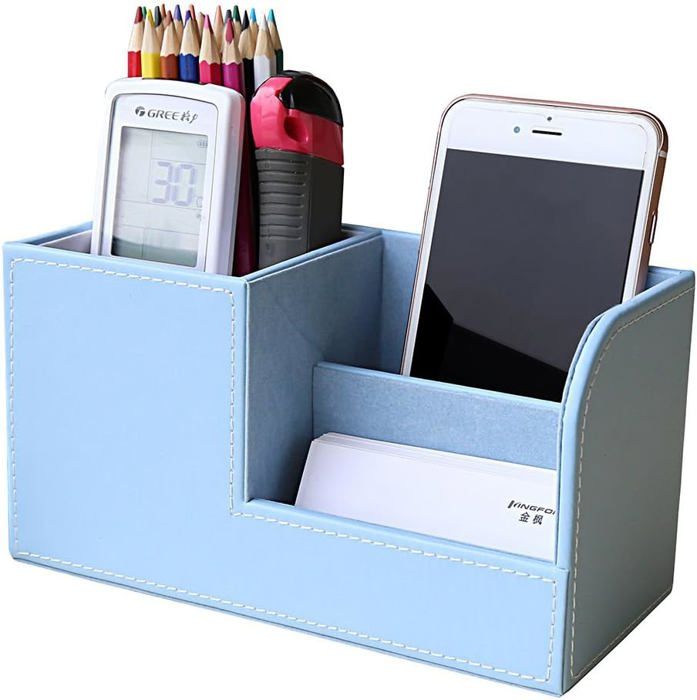 Boîte de rangement multifonction en cuir avec structure en bois pour ...