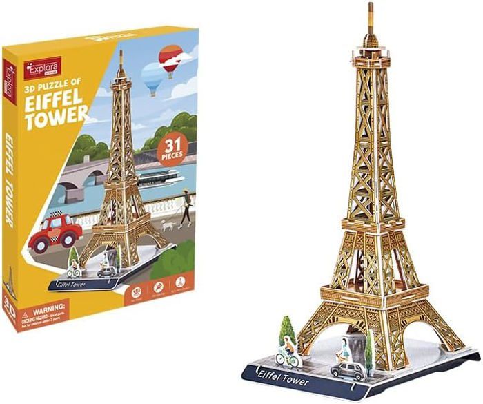 Explora-Tour Eiffel-Puzzles 3D-540010-31 Pièces-Monument Historique-Niveau 2-Sans Colle Ni ...