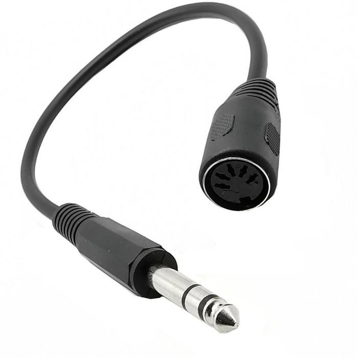 Câble adaptateur audio jack 6,35 mm vers MIDI DIN 5 broches 0,3 m noir ...