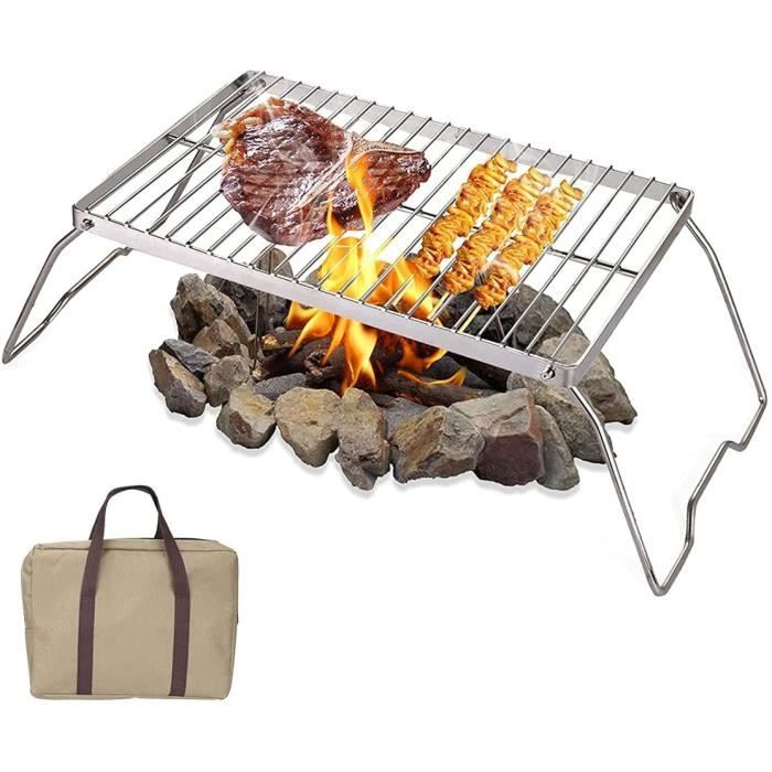 Gril de Camping Portable, Gril de Barbecue extérieur Pliable en Acier Inoxydable, Gril au ...
