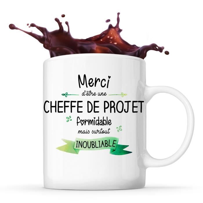 Mug - Merci - Cheffe de projet - 325 ml - Blanc - Compatible lave ...