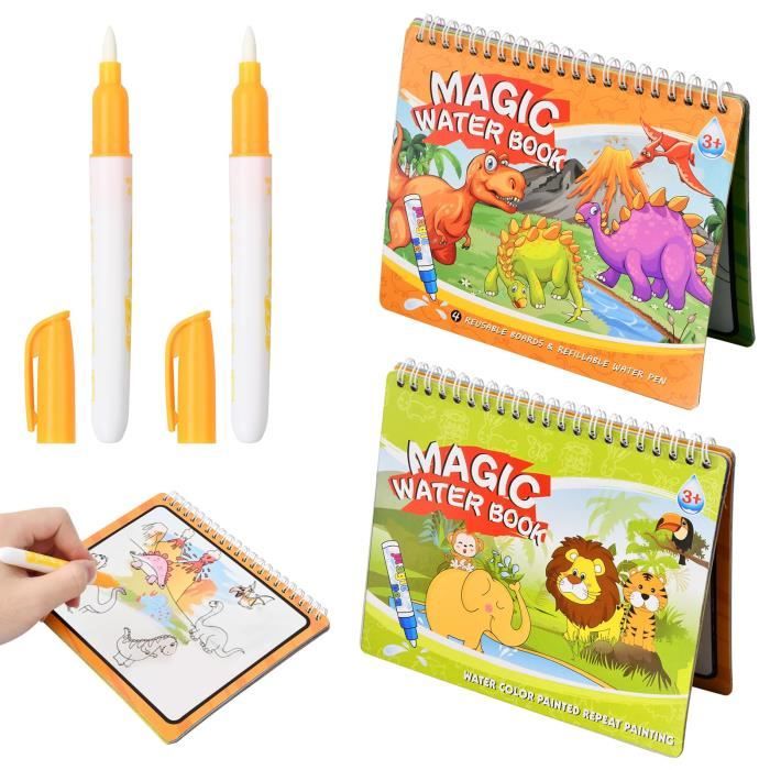 2PCS Livre de Coloriage a L’eau Enfant, Réutilisables, Livre Magique à ...
