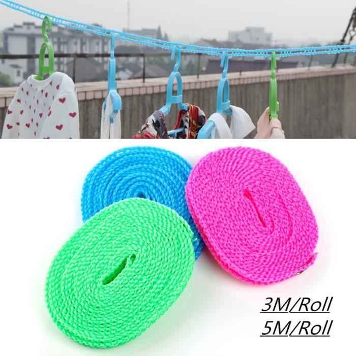 Fil à linge - étendoir,Corde à illant Rétractable en Nylon pour ...