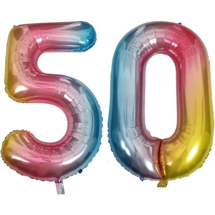 Ballon 50 Ans Rose Arc-en-Ciel XXL - Décoration Anniversaire 50 Ans ...