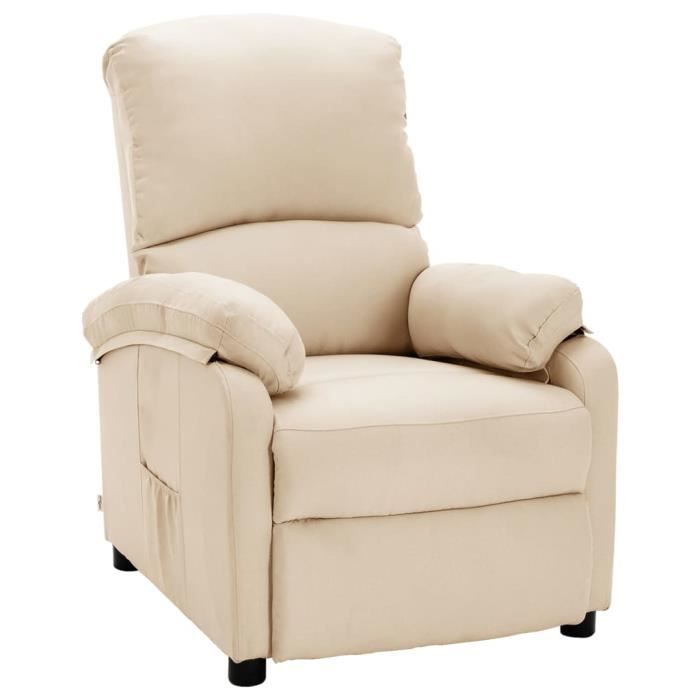 Meuble Déco,Fauteuil de relax - Fauteuil de repose inclinable Crème ...