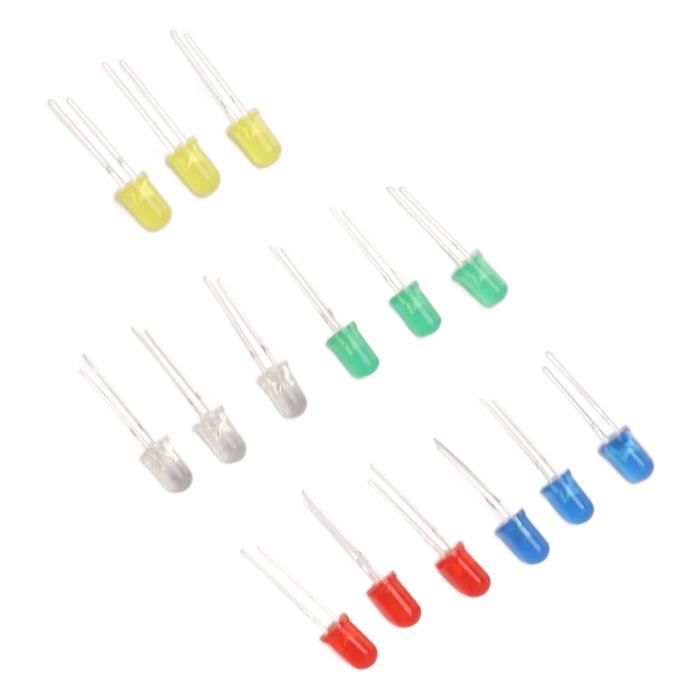 EJ.life Diodes lumineuses LED 100 pièces 5mm Diodes LED rouge vert ...