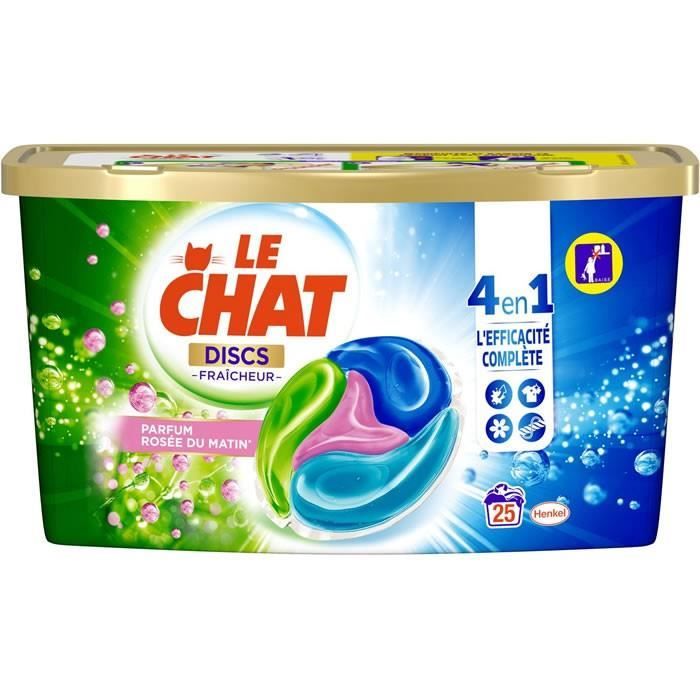 LE CHAT Disc Fraicheur Lessive parfum rosée du matin 25 capsules 625g ...