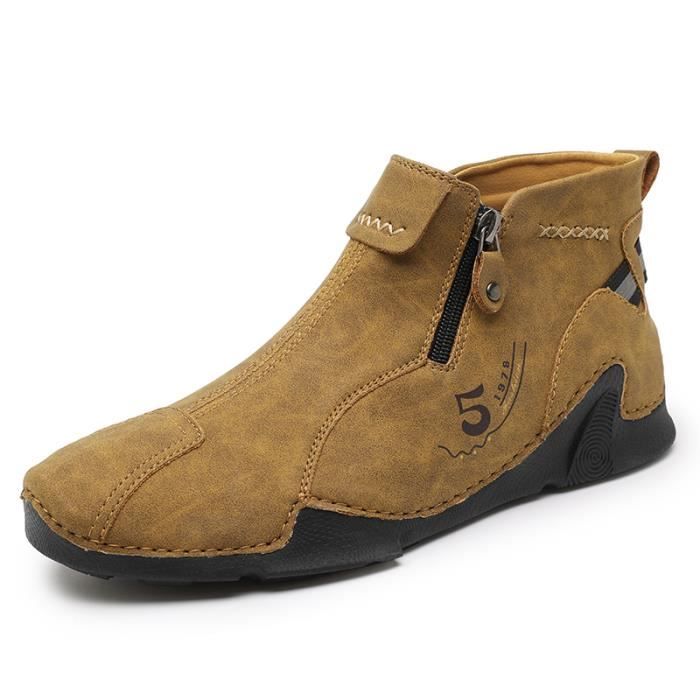 Hommes --Bottes en cuir à lacets - Brun Brun - Cdiscount Chaussures