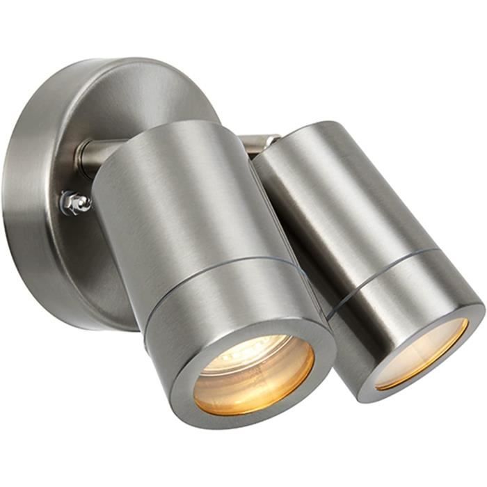 Palin Spot Mural Double Tête Double En Acier De Sécurité Extérieur Gu10 ...