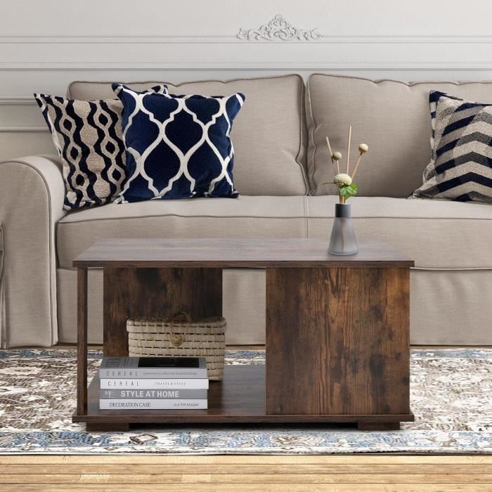 LIFEZEAL Table Basse Industrielle 80 x 80 x 40 CM, Table de Salon ...