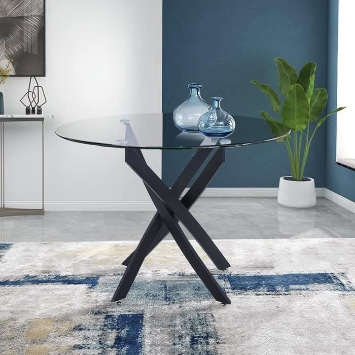 Table à Manger Ronde en Verre,Table de Cuisine Moderne,Table Rond en ...