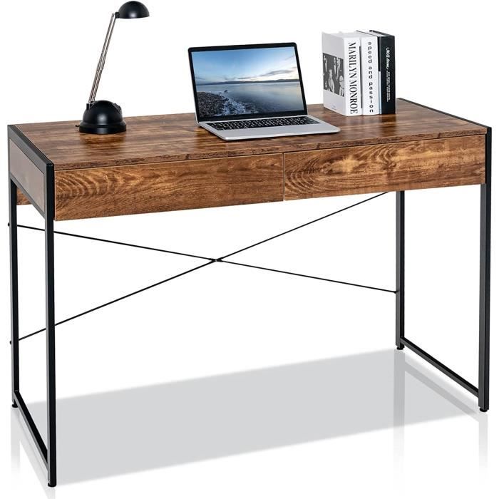 LIFEZEAL Bureau d'Ordinateur avec 2 Tiroirs, Bureau Informatique Table ...