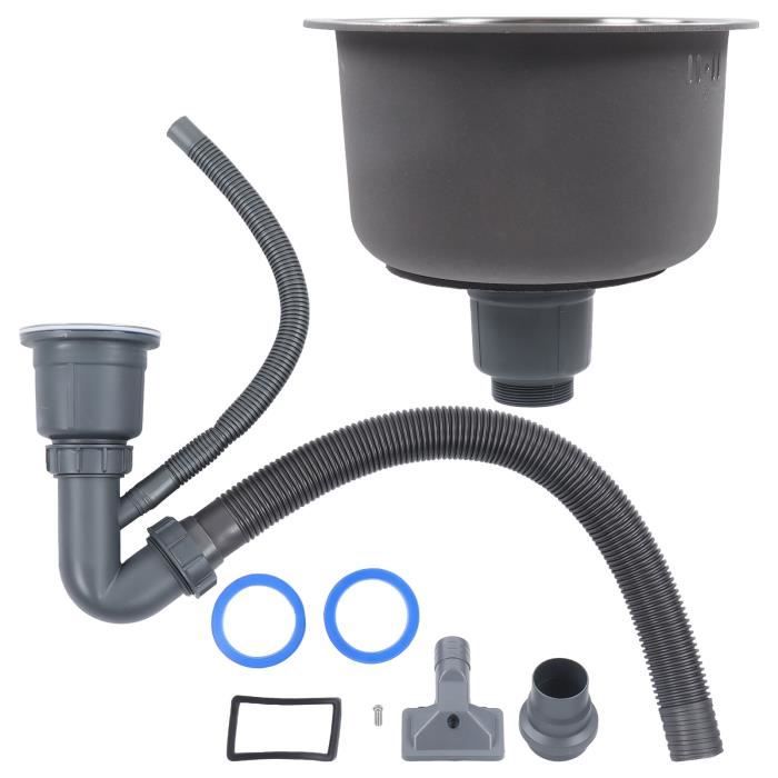 Évier de cuisine rond à encastrer - YOSOO - Inox - 1 bac - Hydrophobe ...