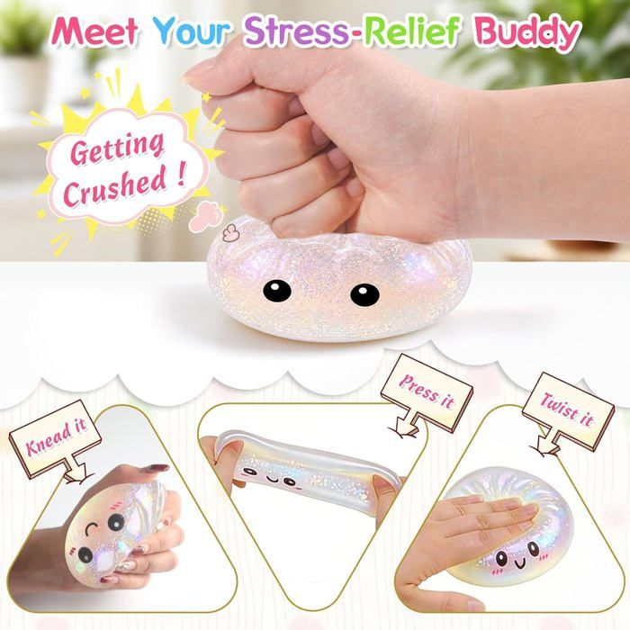 2 dumplings squishy pailletés mystère, jouet fidget anti-anxiété mignon ...