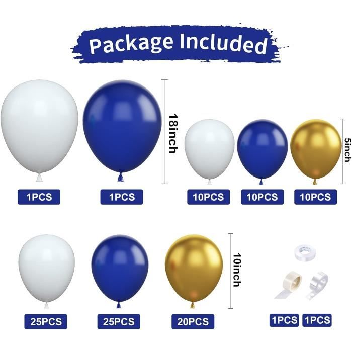 Kit d'Arche de Ballons Bleu Marine et Doré - Latex Naturel - 96 Pièces ...