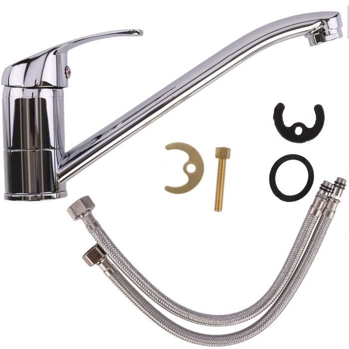 Lavabo plastique gris clair 46,5 cm siphonne tirette vidange, robinet ...