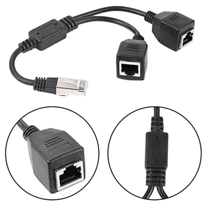 Ganen-Câble RéPartiteur Ethernet RJ45 1 Mâle à 2 Femelle pour ...