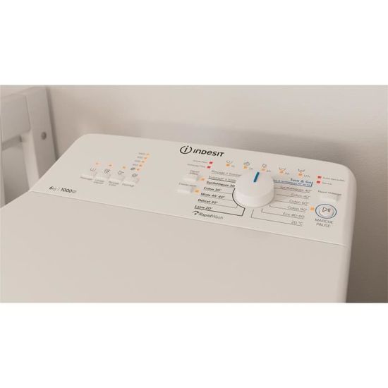 Lave-linge top INDESIT BTWNL60400FR/N - 6 kg - L40 cm - 1000 trs/min - Classe C - Blanc ...
