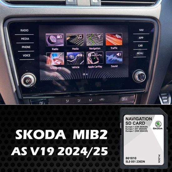 Carte SD Navigation GPS Europe - v19 ECE 2024 2025 - 5L0051236DN - compatible avec SKODA ...