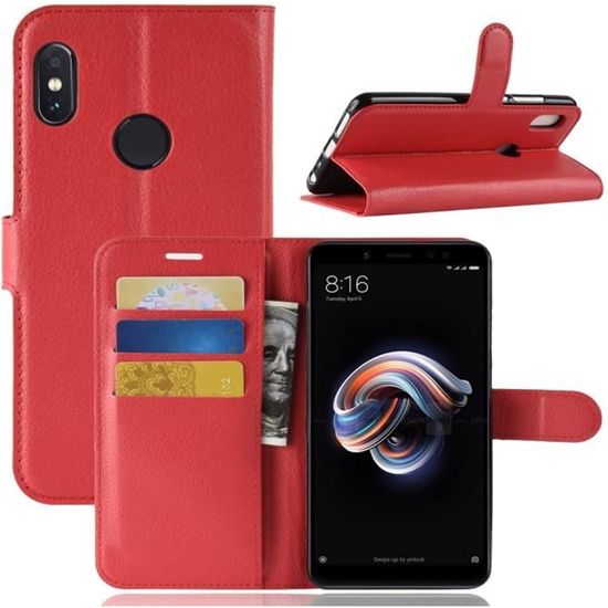 Coque Xiaomi Redmi Note 5 - Étui à rabat PU Cuir Portefeuille avec ...