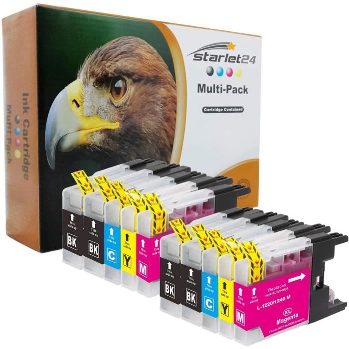 Lot de 10 cartouches d'encre compatibles avec Brother LC-1220 LC-1240 ...