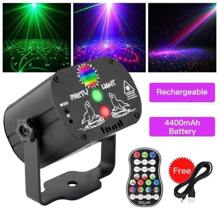 USB rechargeable - Lumière Disco Led 60 motifs contrôle de musique RGB ...