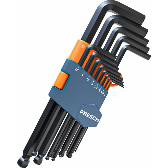 PRESCH Jeu de Clés Allen à tête sphérique 13 pcs. - Clé Allen métrique ...