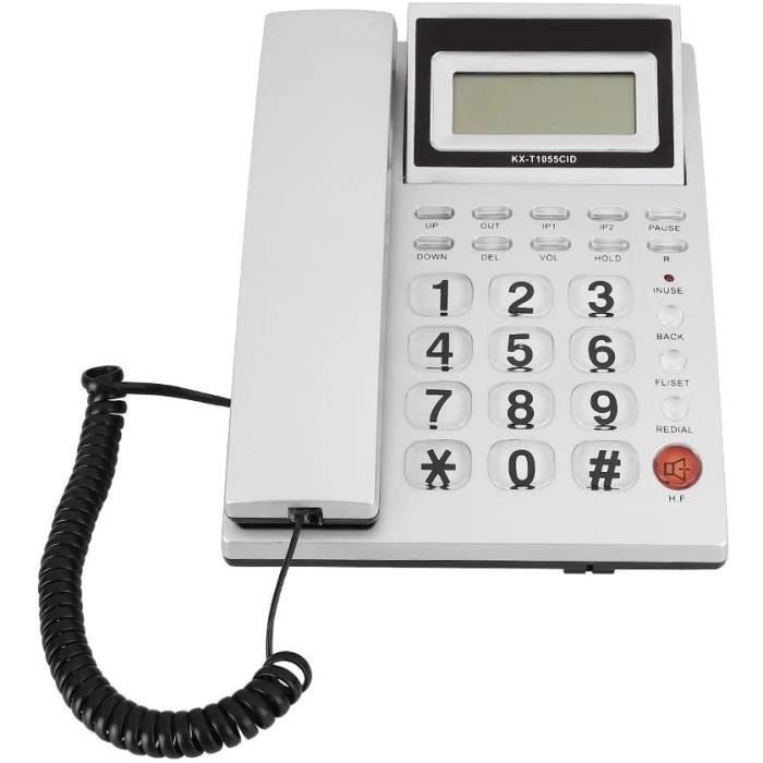 Silver Desk Phone Business Home Landline Phone Filaire Telephone Caller ID Fixed Fixe(Britanique ...