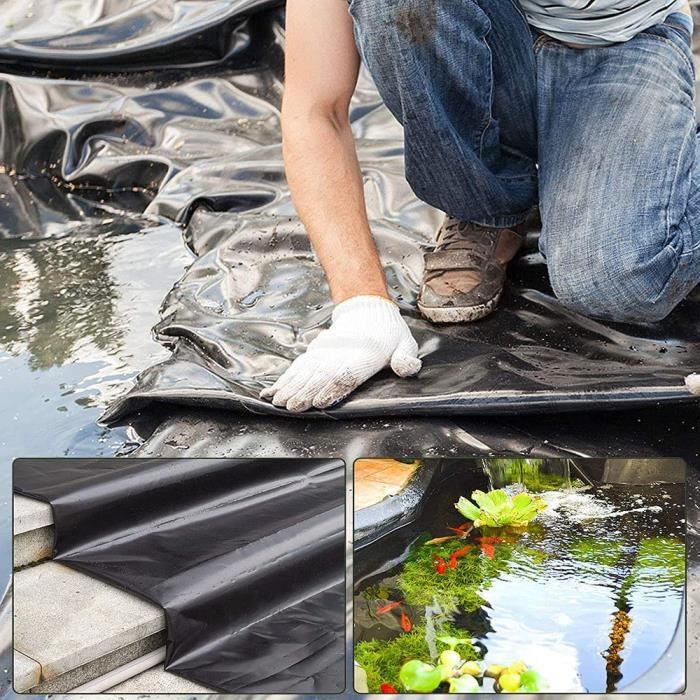 Revêtement D'étang À Poissons HDPE Noire Peaux D'étang 13 X 20ft Bâche ...