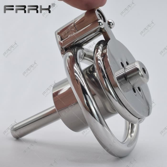 FRRK Hardcore Cage de chasteté masculine inversée avec clé Allen, serrure à bite, cylindre en ...
