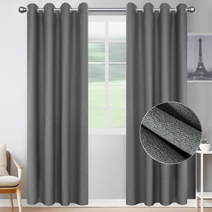 Rideau Occultant Thermiques Lot De 2, Rideaux Effet Lin, Rideau ...