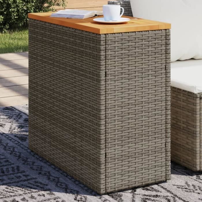 LSS Table d'appoint de jardin dessus en bois gris 58x27,5x55 cm A366134 ...