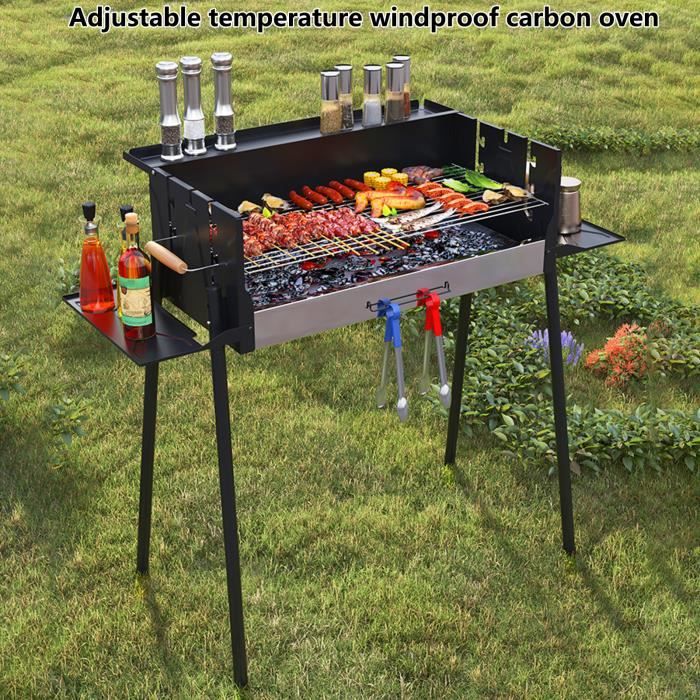 Grill,Barbecue au Charbon Mini Portable avec Support,BBQ Grille pour Pique-niques,Camping et ...