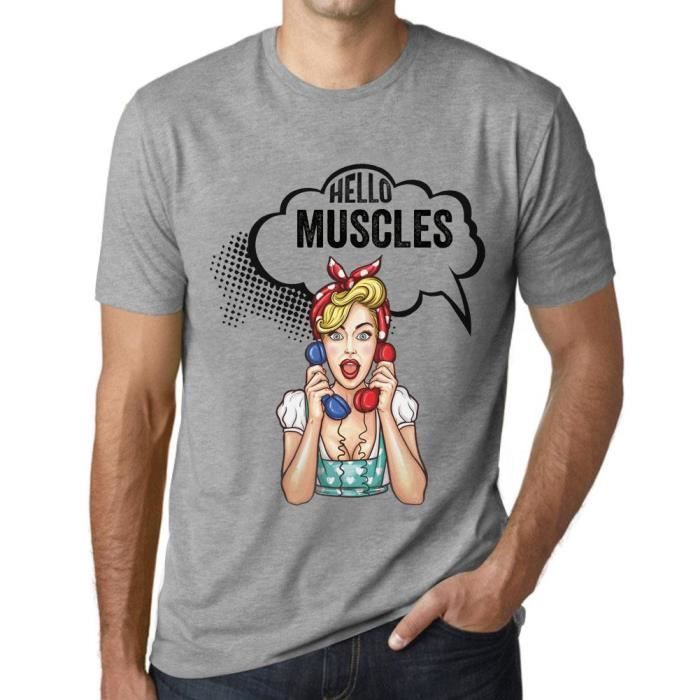 Homme Tee-Shirt Bonjour Les Muscles – Hello Muscles – T-Shirt Vintage ...