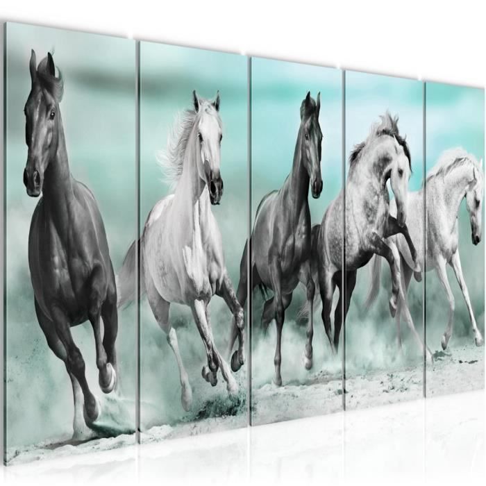 Runa art Tableau Décoration Murale Chevaux 200x80 cm - 5 Panneaux Deco ...
